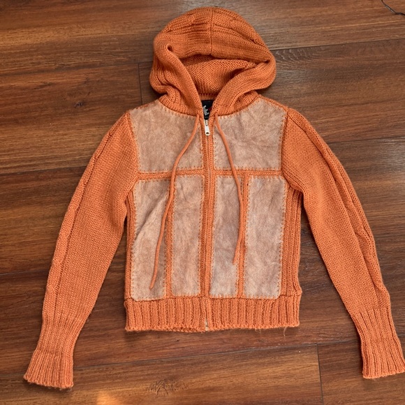 excel | Jackets & Coats | Vintage 97s Excel Knitted Leather ...